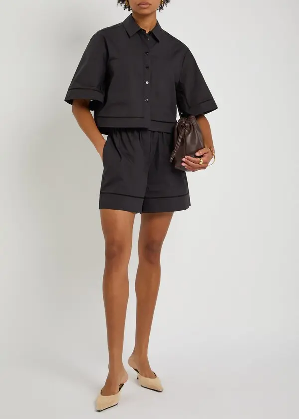 RÓHE Embroidered Cotton-poplin Shorts