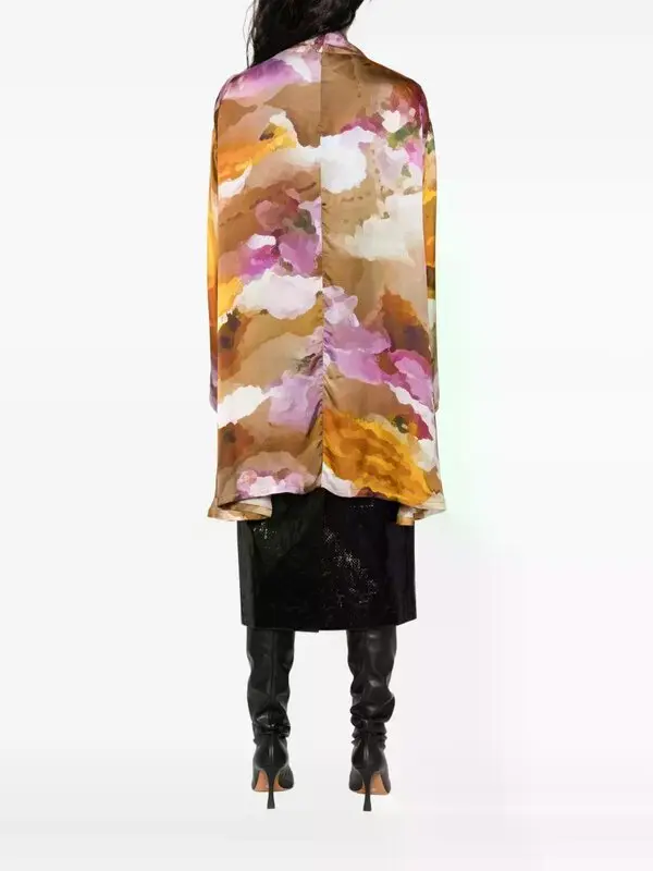 YAVI Abstract Floral Print Kimono Jacket