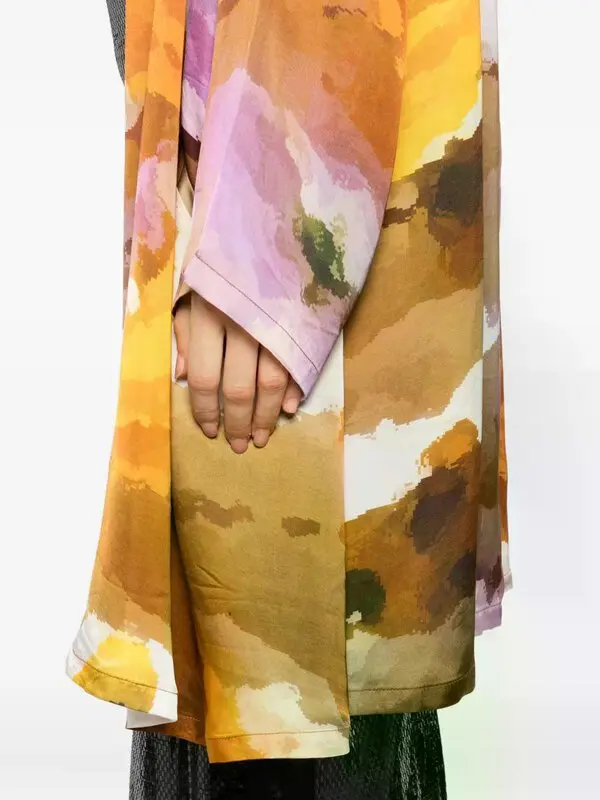 YAVI Abstract Floral Print Kimono Jacket