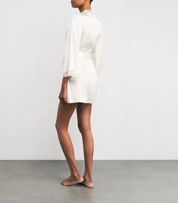 GILDA & PEARL Silk Lace-trim In My Boudoir Short Robe