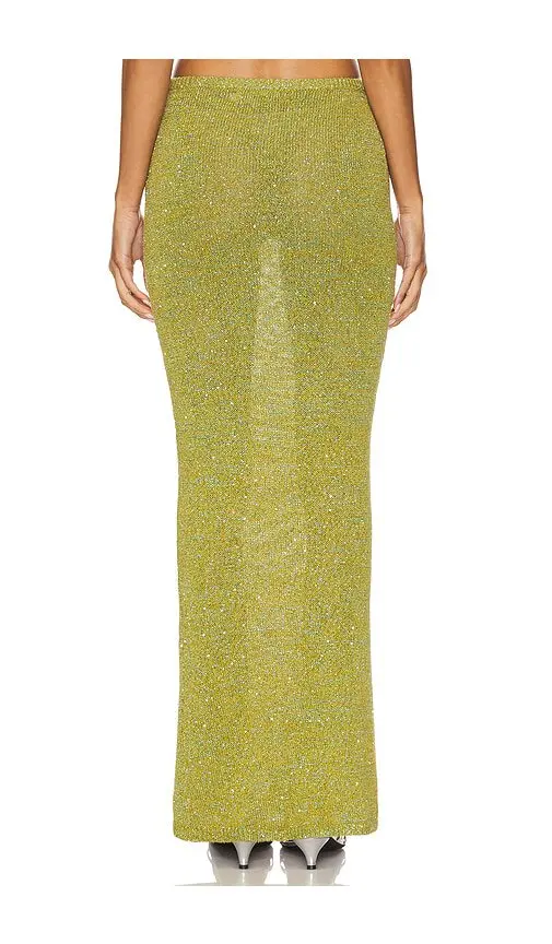 ASTA RESORT Carolina Sequined Knit Maxi Skirt - Olive