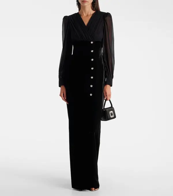 Alessandra Rich Velvet And Georgette Gown