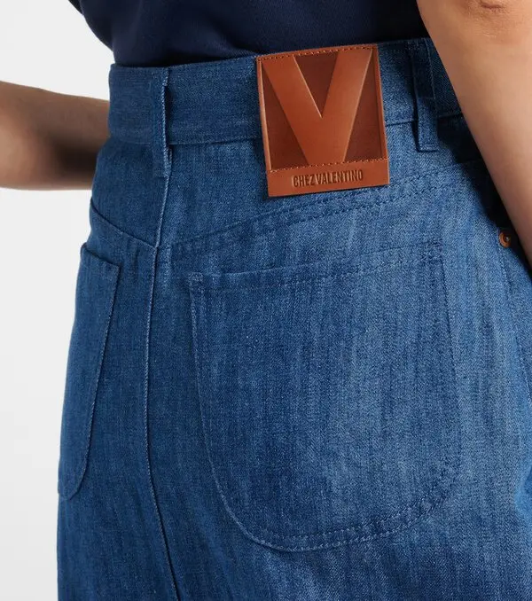 Valentino Garavani Fringed Denim Midi Skirt
