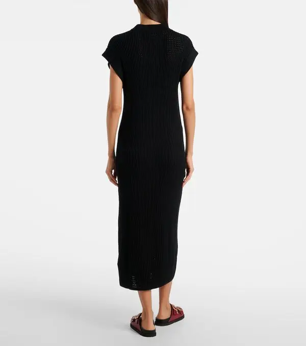 Varley Cheston Pointelle Cotton Midi Dress - Black