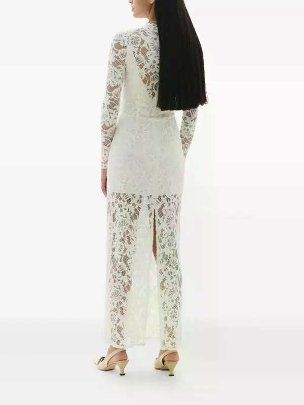 MANURI Sage Lace Maxi Dress With Long Sleeves - White