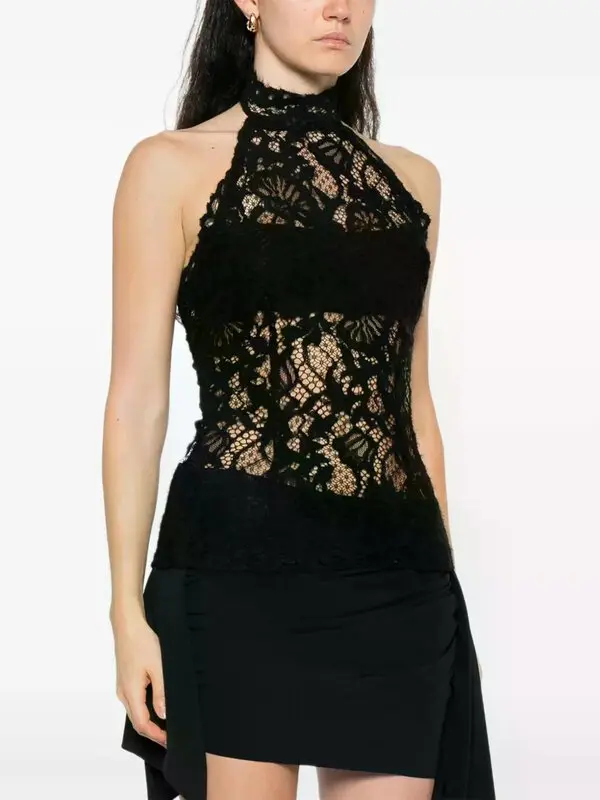 MANURI Halterneck Lace Top - Black