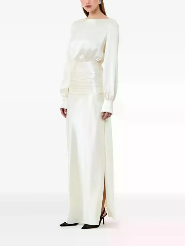 NICHOLAS Samina Open-back Gathered Dress In Satin