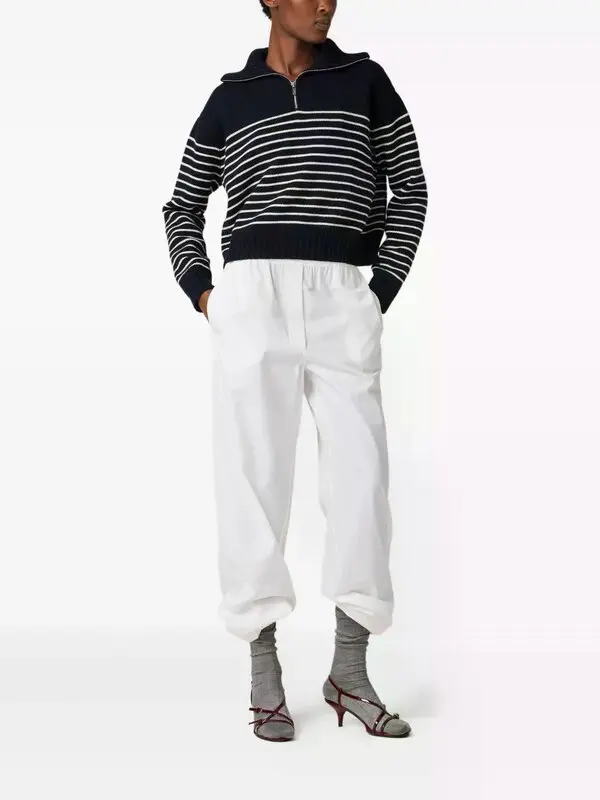 Miu Miu Ribbed-collar Striped Sweater