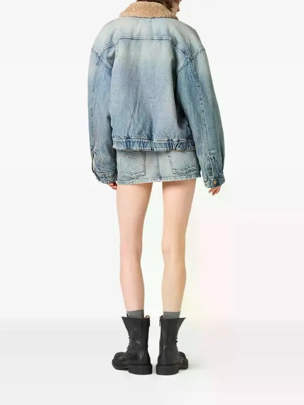 Miu Miu Shearling Collar Denim Jacket
