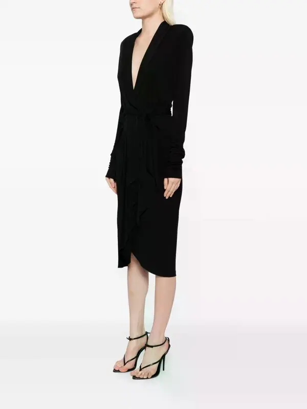 TOM FORD Long-sleeve Wrap Dress With V-neck And Tied Waist
