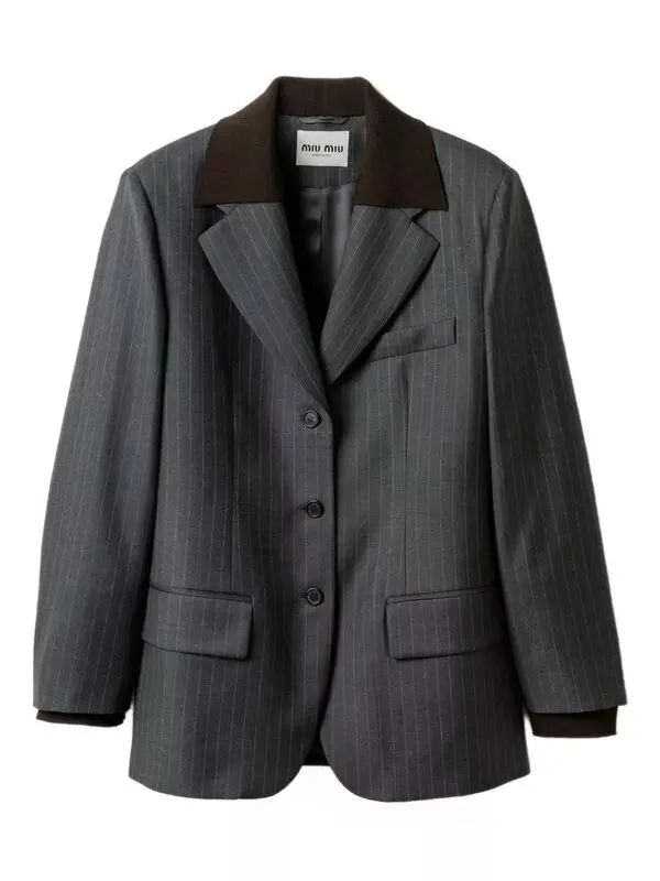 Miu Miu Pinstripe Lapel Jacket - Grey