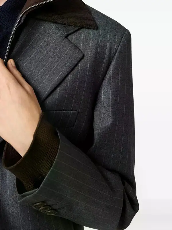 Miu Miu Pinstripe Lapel Jacket - Grey