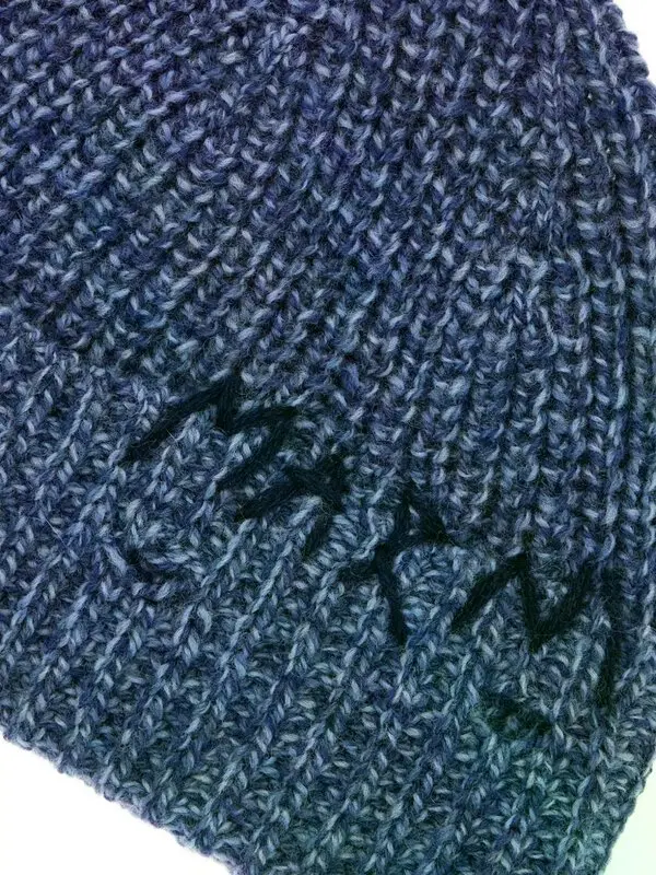 Marni Embroidered Logo Knit Beanie - Blue