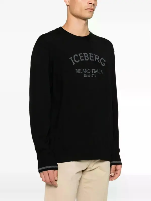 Iceberg Logo Embroidered Wool Sweater
