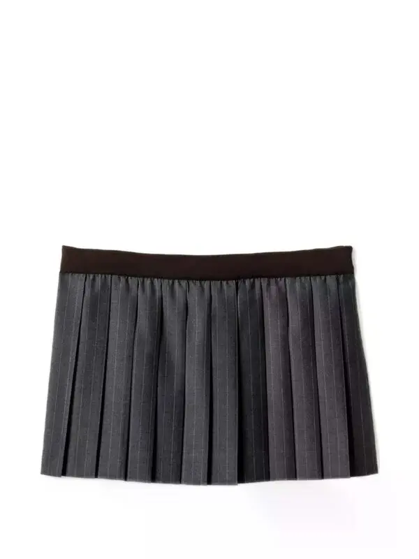 Miu Miu Pleated Pinstripe Miniskirt - Grey