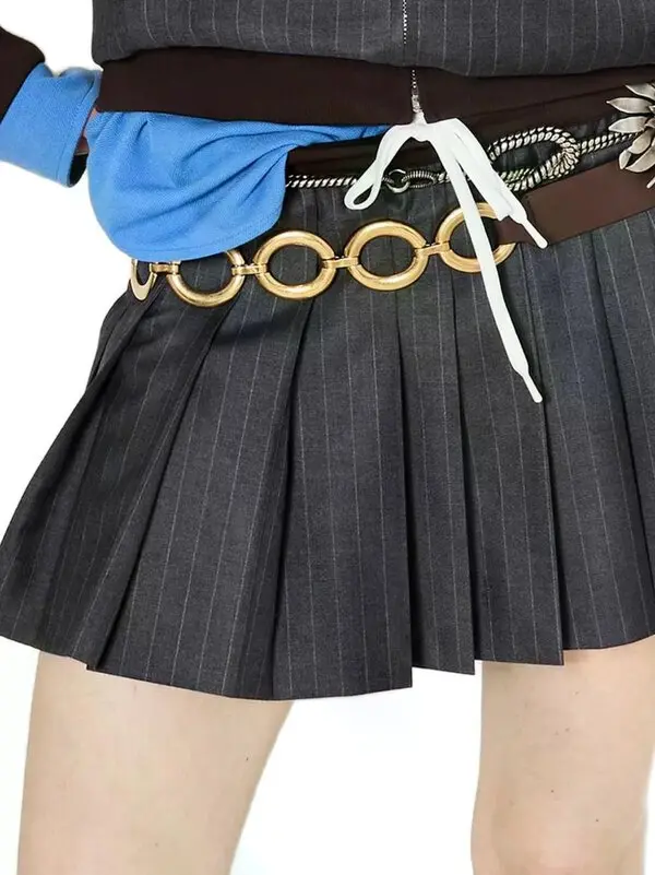 Miu Miu Pleated Pinstripe Miniskirt - Grey