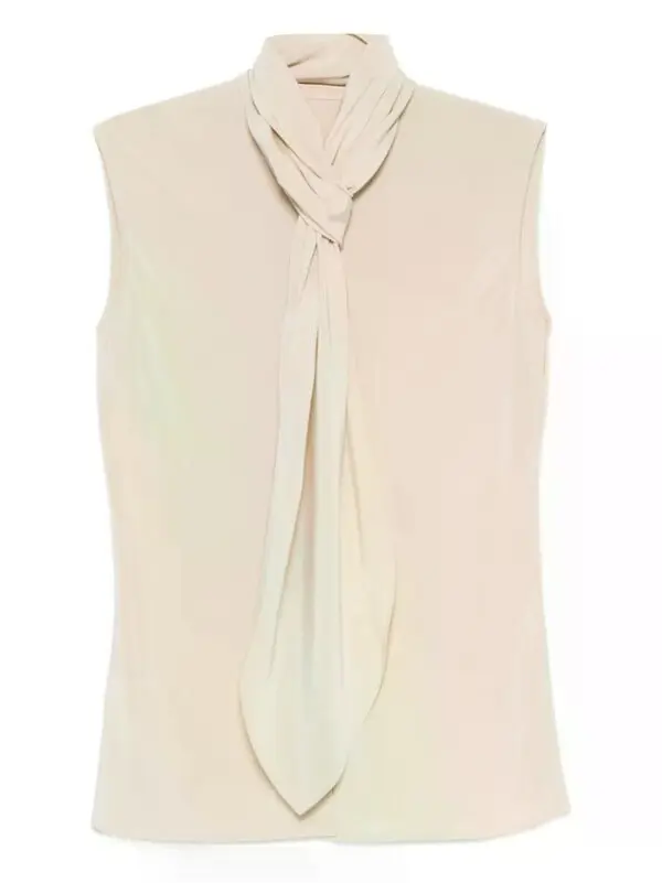 Alberta Ferretti Sleeveless Tie-neck Blouse - Neutrals