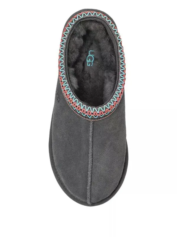 UGG Tasman Ii Suede Slides With Braided Trim - Grey