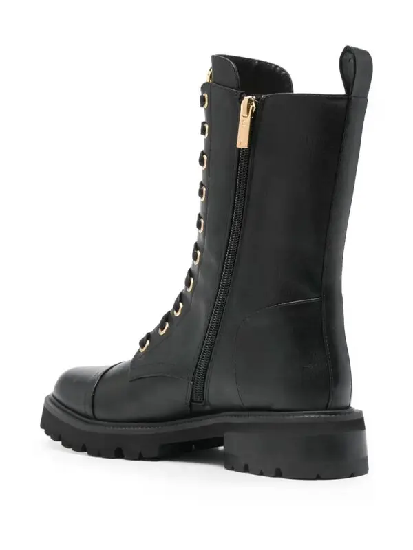 TWINSET Lace-up Combat Boots With Gold-tone Hardware