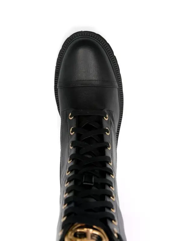 TWINSET Lace-up Combat Boots With Gold-tone Hardware