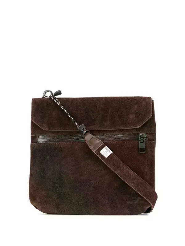 AS2OV Textured Shoulder Bag With Chain And Leather Strap - Brown