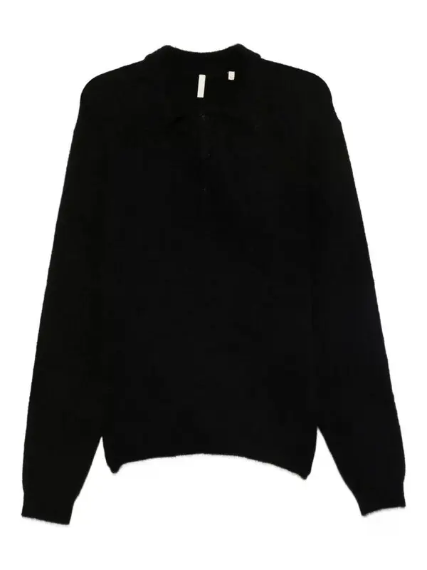 SUNFLOWER Polo-collar Sweater - Black