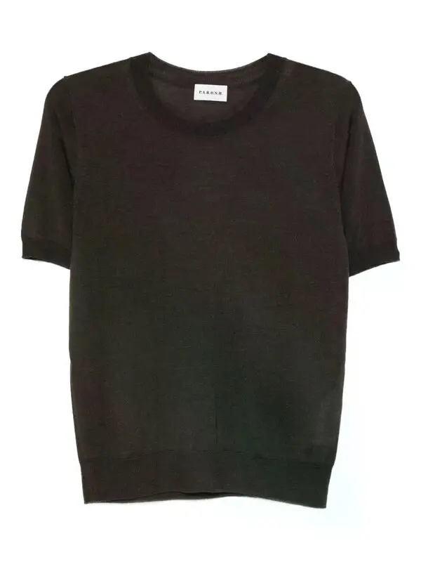 P.a.r.o.s.h Round-neck Short-sleeved Top - Brown