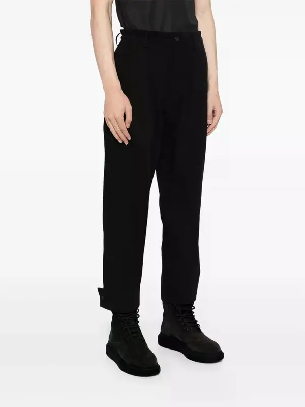 Yohji Yamamoto Canvas Belted Hem Trousers - Black