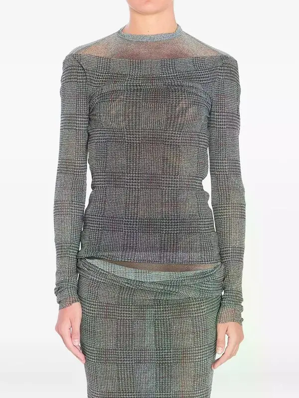 JEAN PAUL GAULTIER Checked Mesh Top - Grey