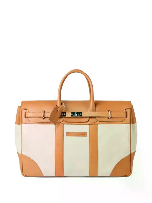Brunello Cucinelli Leather-trimmed Canvas Holdall - Neutrals