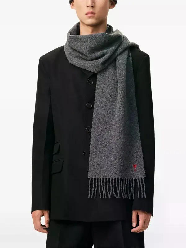 AMI Paris De Coeur Logo-embroidered Scarf