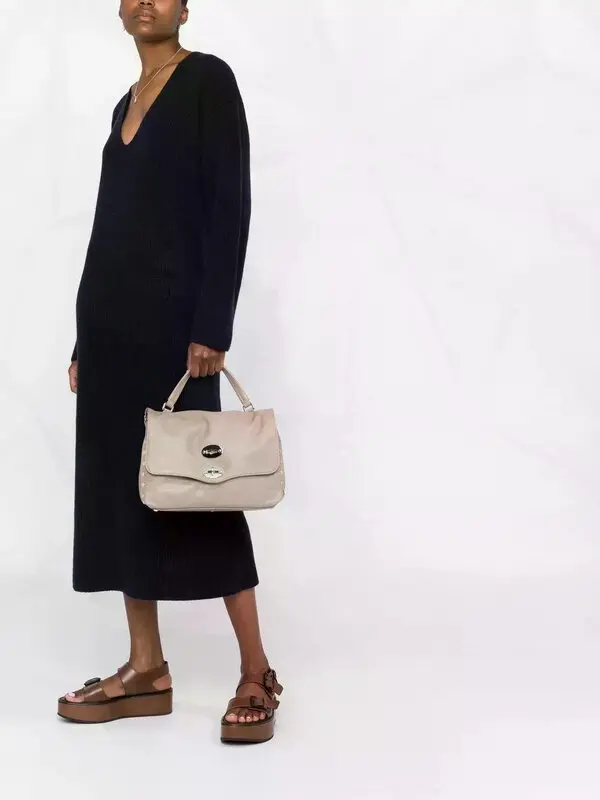 ZANELLATO Stud Detail Leather Shoulder Bag - Neutrals