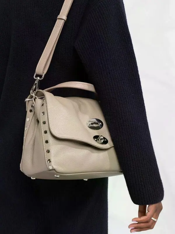 ZANELLATO Stud Detail Leather Shoulder Bag - Neutrals