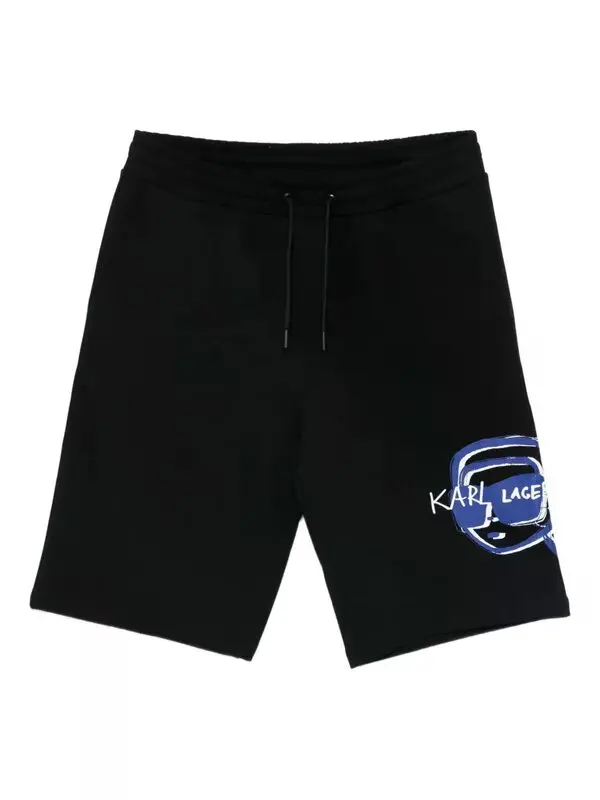 Karl Lagerfeld Graphic Print Drawstring Shorts - Black