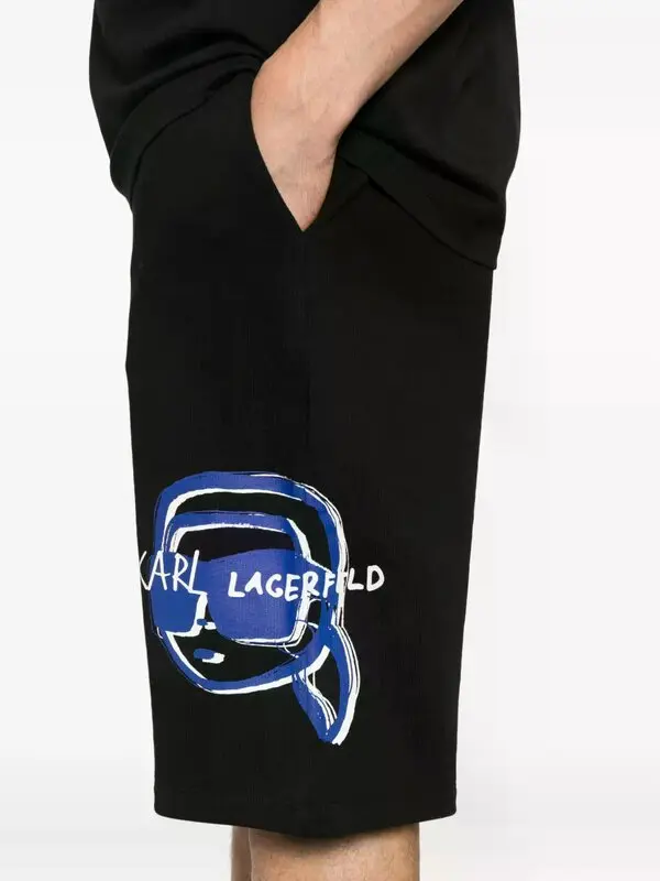 Karl Lagerfeld Graphic Print Drawstring Shorts