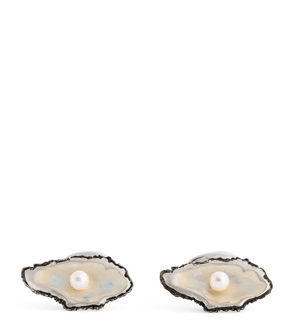 DEAKIN & FRANCIS Sterling Oyster And Pearl Cufflinks