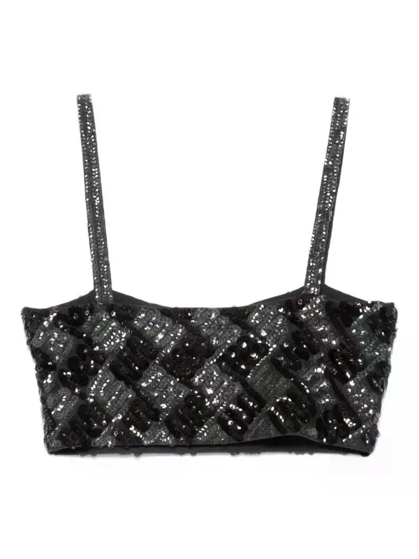 P.a.r.o.s.h Geometric Sequin Embellished Top - Grey