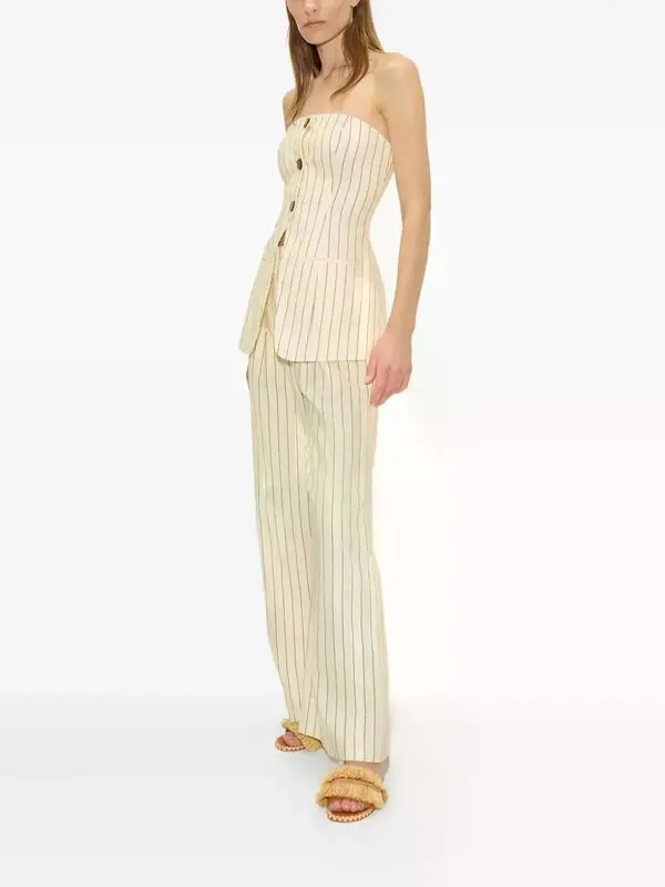 SIMONMILLER Bloo Pinstripe Linen Trousers - Neutrals