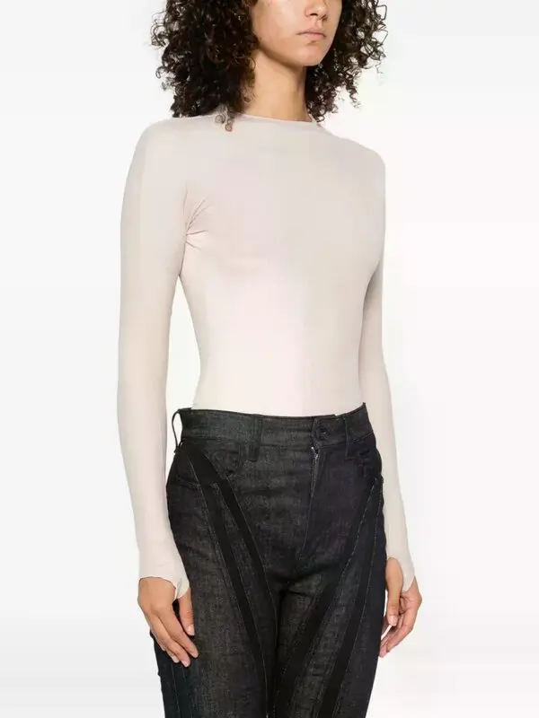 MUGLER Long-sleeve High Neck Bodysuit With Thumb Holes