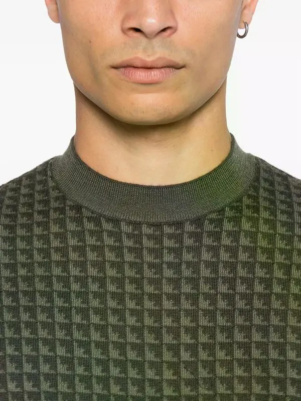 Emporio Armani Geometric Pattern Virgin Wool Sweater