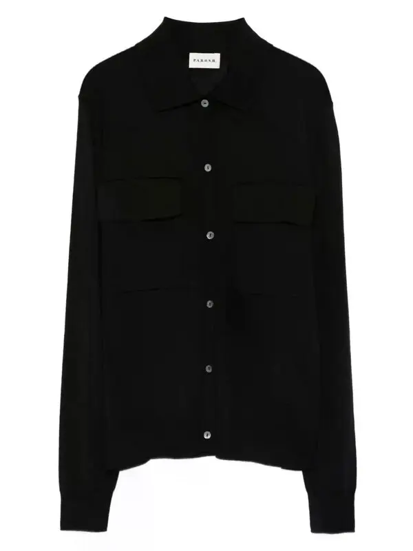 P.a.r.o.s.h Buttoned Cardigan With Polo Collar - Black