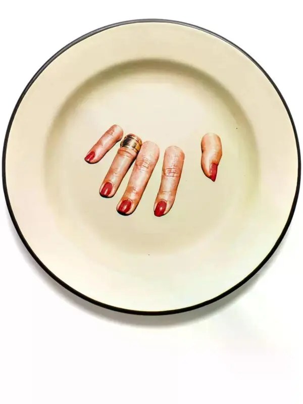 SELETTI 16836 Enamel Fingers Plate - Neutrals
