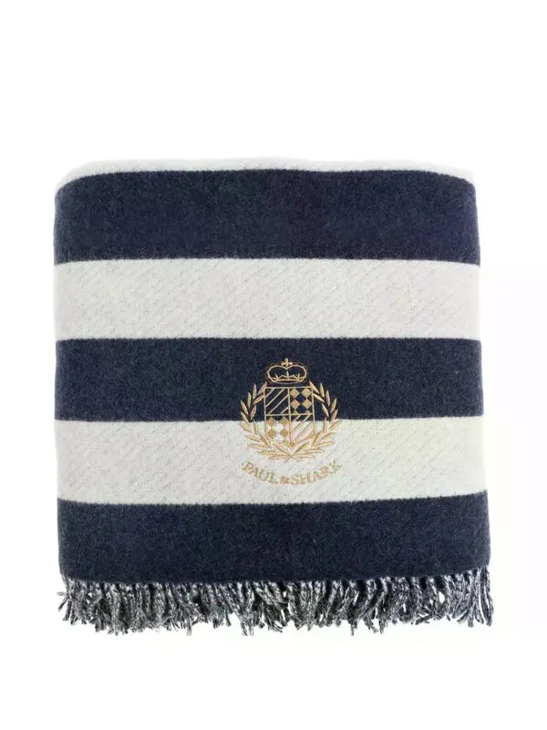Paul & Shark Striped Embroidered Blanket - Blue