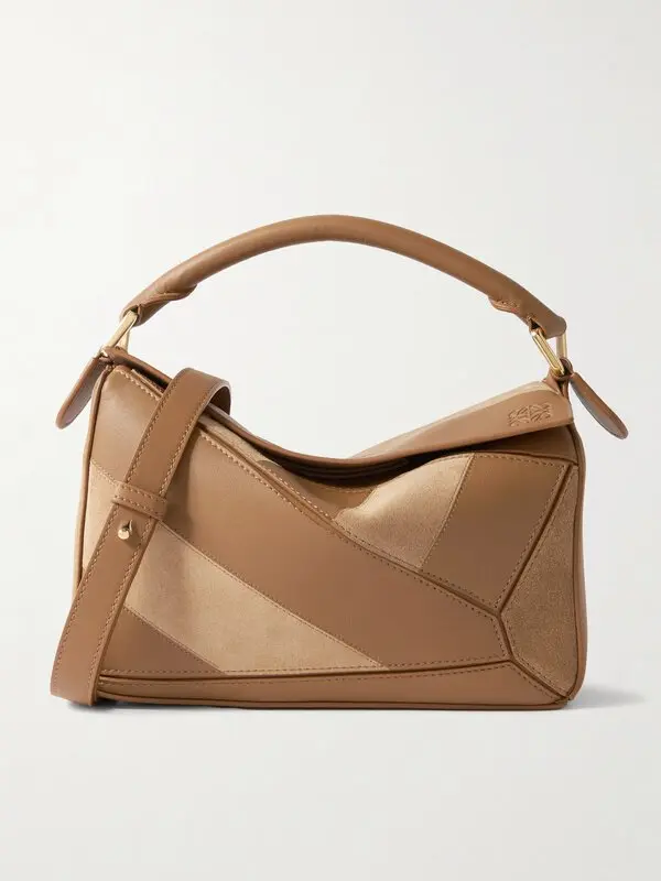 Loewe Puzzle Small Leather And Suede Shoulder Bag - Brown