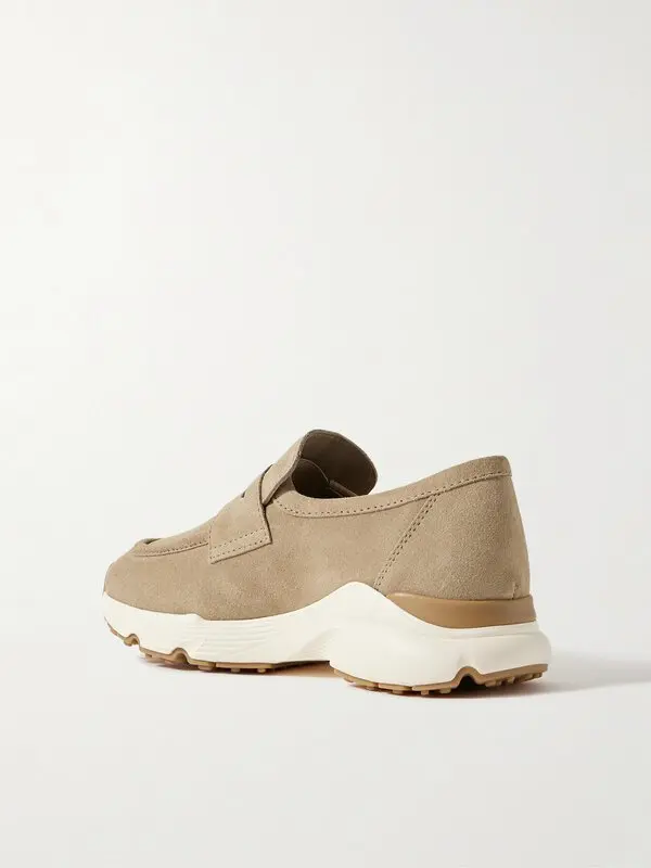TOD'S Suede Penny Bar Slip-on Sneakers - Neutrals