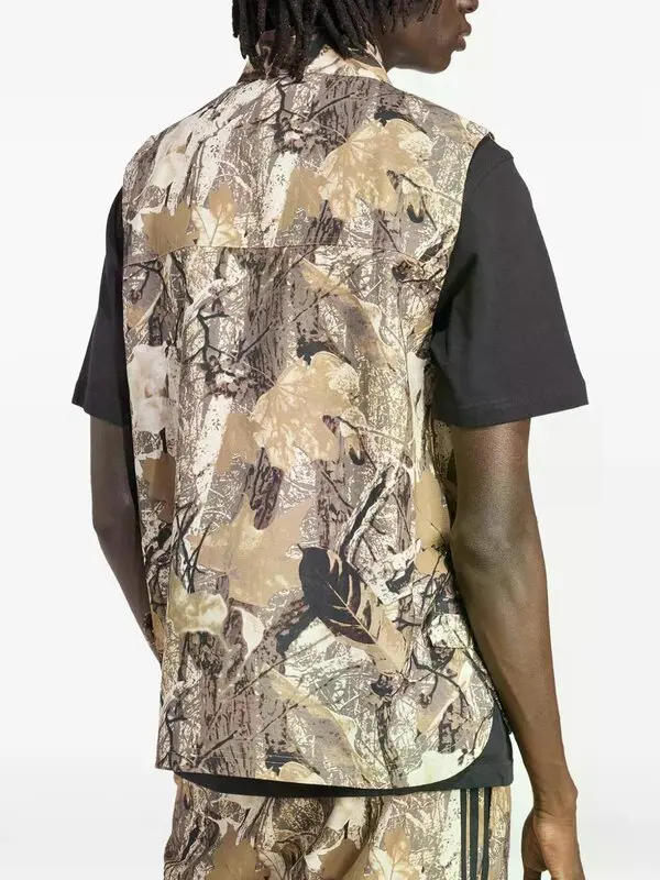 Adidas Camouflaged Zip-front Vest With Stand Collar