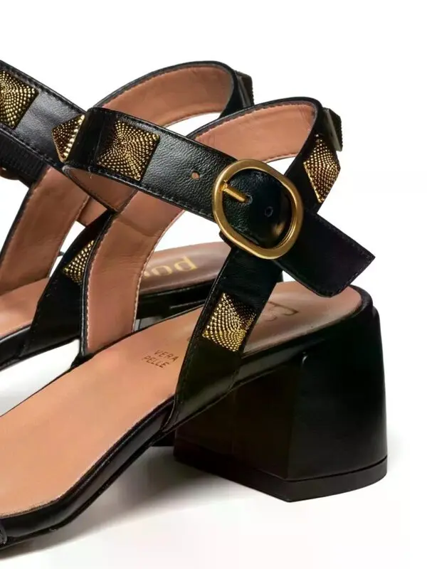 POCHE PARIS Gail Studded Ankle-strap Sandals - Black