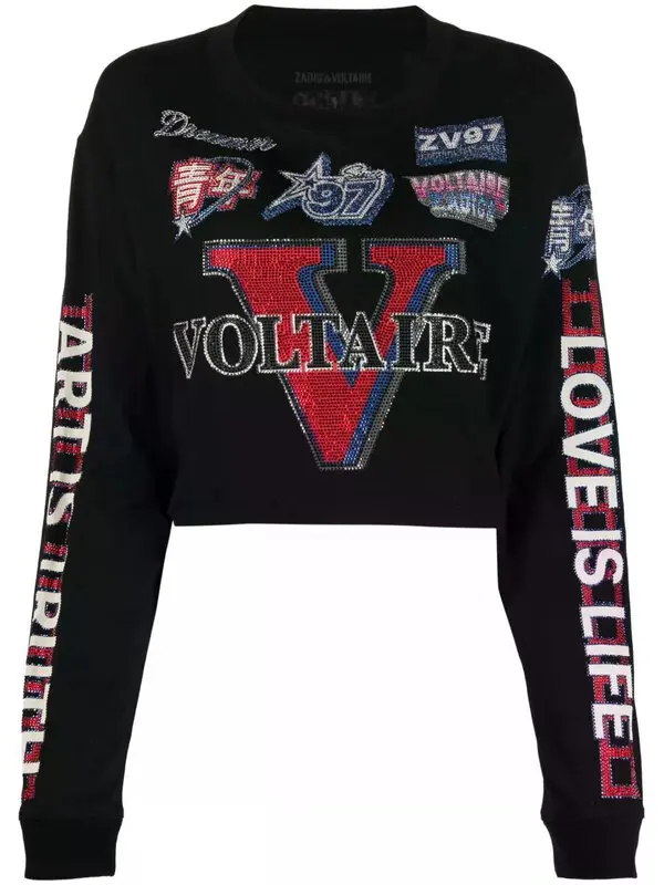 Zadig&Voltaire Iona Voltaire Cropped Long-sleeve T-shirt - Black