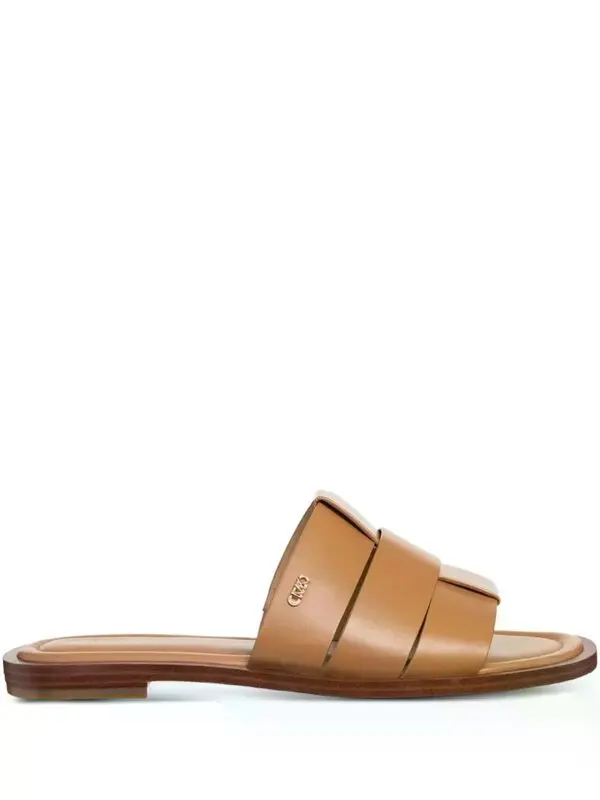 Michael Kors Leather Flat Sandals - Neutrals