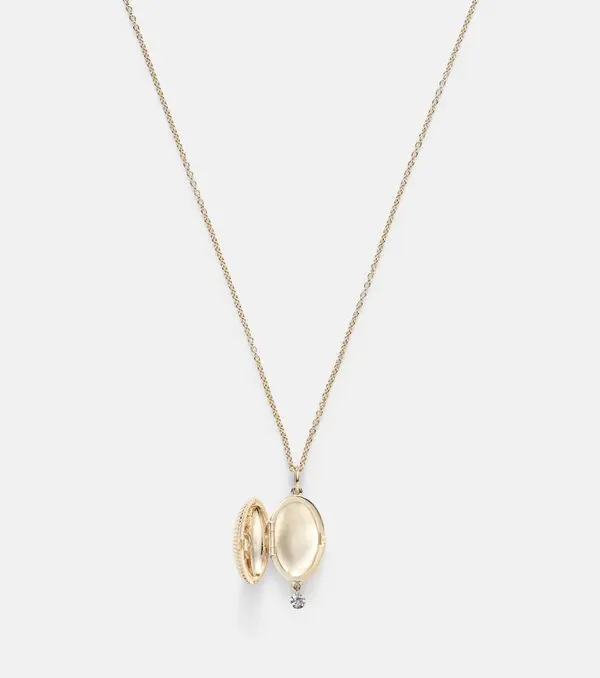 PERSEE 9kt Yellow Locket Necklace With Diamonds
